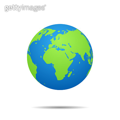 Globe earth map icon on isolated background. 3d world planet with ...