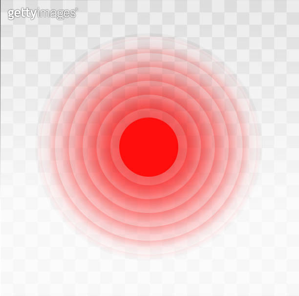 Pain circle red icon for medical painkiller drug medicine. Vector red ...