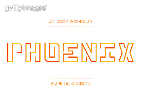 Phoenix font. Vector alphabet (1210121297) 일러스트, 무료 일러스트 - 게티이미지뱅크