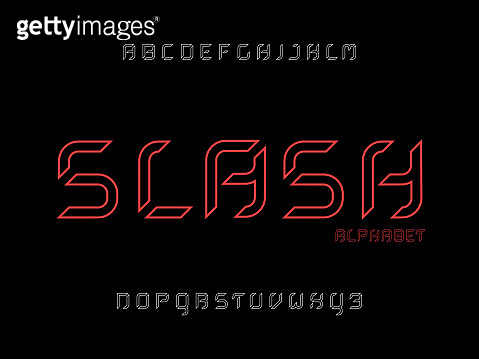 Slash font. Vector alphabet 이미지 (1210121362) - 게티이미지뱅크