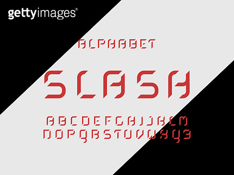 Slash font. Vector alphabet 이미지 (1205686817) - 게티이미지뱅크