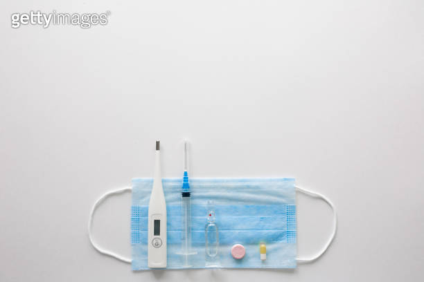 medical mask on cyan, blue background.face mask. mask for diseases ...