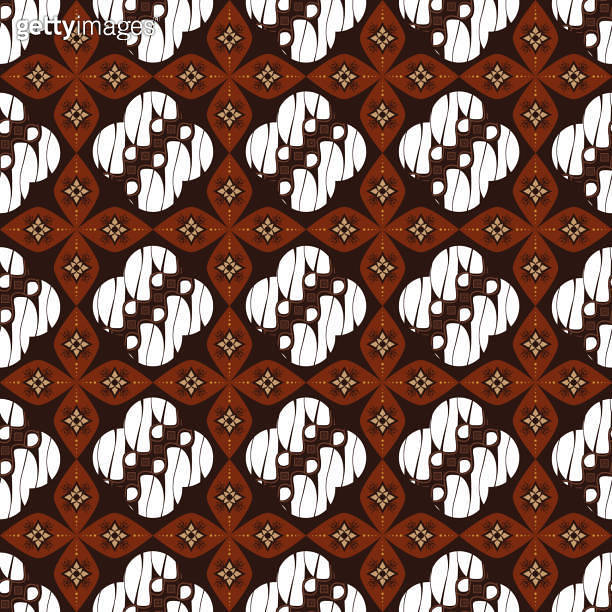 The beauty flower motifs on Tradisional Java batik with brown red color ...