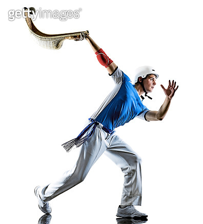 Jai alai Basque pelota Cesta Punta player man isolated silhouette ...