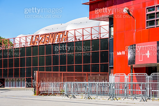 Entrance and ticket office of Le Zenith concert hall in Paris, France ...
