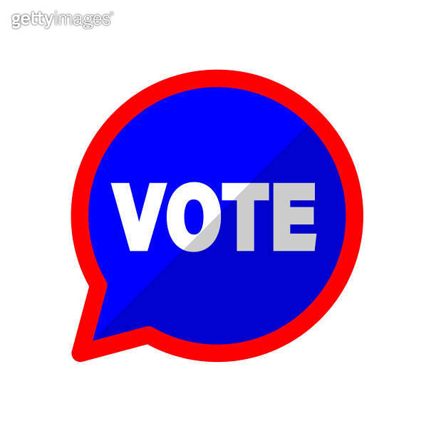 Vote vector on bubble speech sign. Election icon logo for political ...