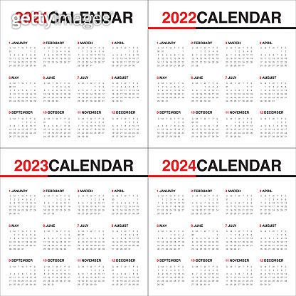 Year 2021 2022 2023 2024 calendar vector design template 이미지 ...