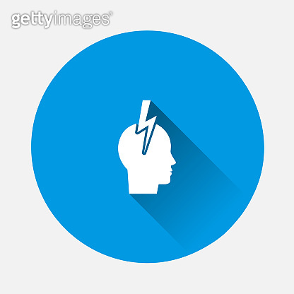 Vector icon stress in human on blue background. Flat image with long ...