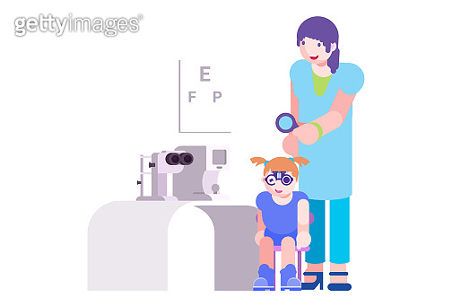Eyesight clinic equipment, vision test vector illustration ...