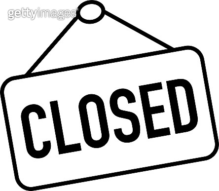 Closed sign board with a rope. Closed sign board, isolated. Closed ...