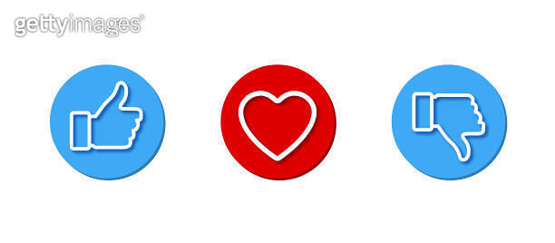 Like, Heart and Dislike vector set icons. Like, dislike and heart ...