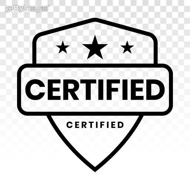 certification seal or certified stamp label flat icon for apps or ...