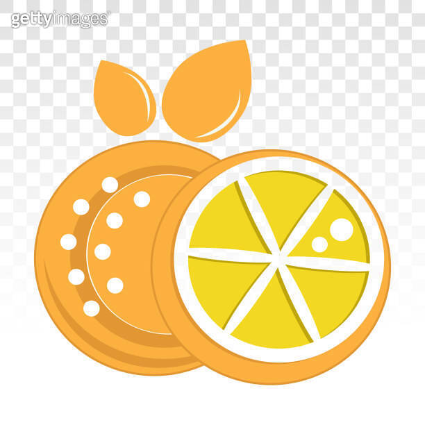 Lemon citrus half slice or Citric acid flat icons on a transparent ...