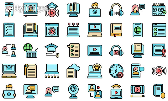 Online training icons set vector flat 이미지 (1286350365) - 게티이미지뱅크