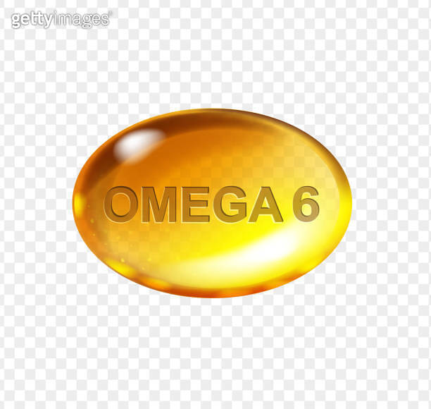 Omega 6 gold capsule. Vitamin drop pill of omega acid oil. Vector ...