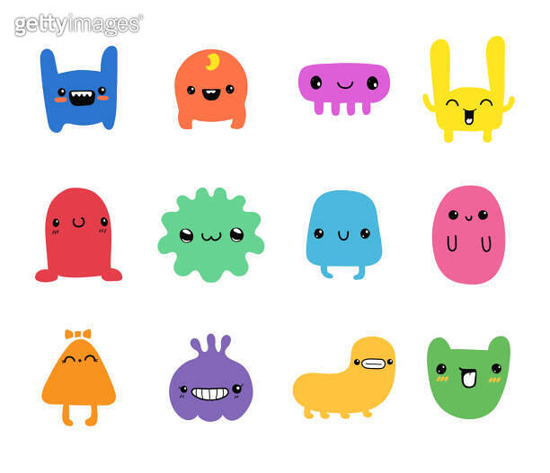Hand drawn children's cute little doodle monsters. 이미지 (1293342876 ...