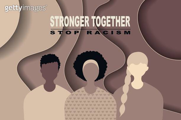 Stop racism and stronger together paper cut illustration. protests ...