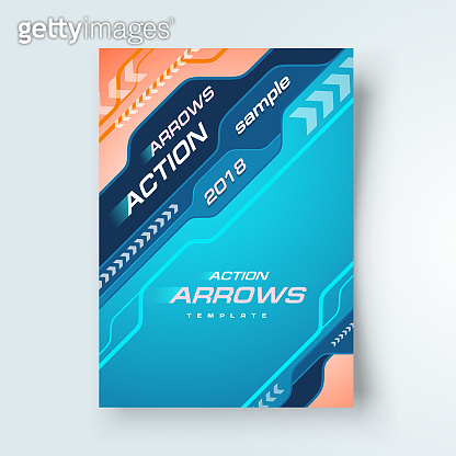 Flyer arrows cover design, vertical brochure size A4 template, action ...