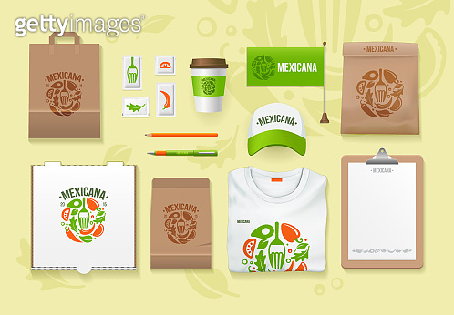 Vector food identity template design set. Branding MockUps. Packages ...