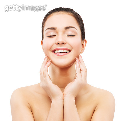 Smiling Woman Face Skin Care, Natural Beauty Makeup, Happy Laughing ...