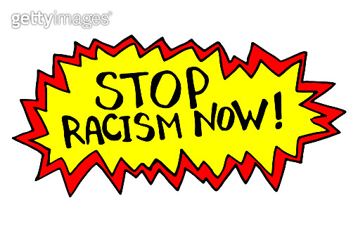 Stop racism - vector lettering doodle handwritten on theme of ...