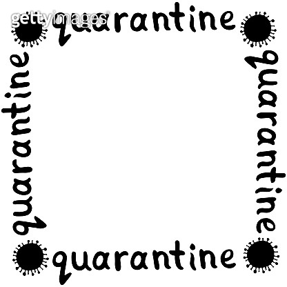 Vector background, frame, border with word quarantine and molecules ...