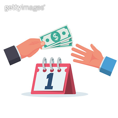 Salary payment. The head pays the employee wages. 이미지 (1205066082) - 게티 ...