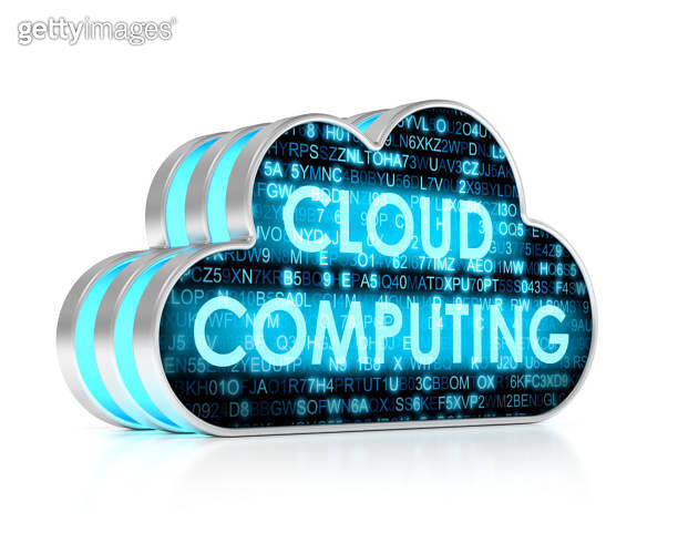 Big digital data cloud with encrypted computer code. Cloud computing. Security and protection ...