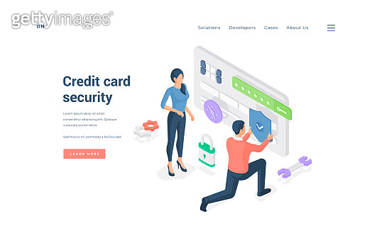 People with protected credit card. Isometric vector illustration 이미지 ...