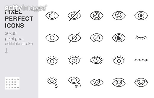 Eye line icon set. Open, closed eyes, visible invisible concept, hidden ...