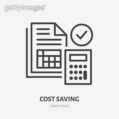 Cost saving line icon, vector pictogram of price list. Tax optimization ...