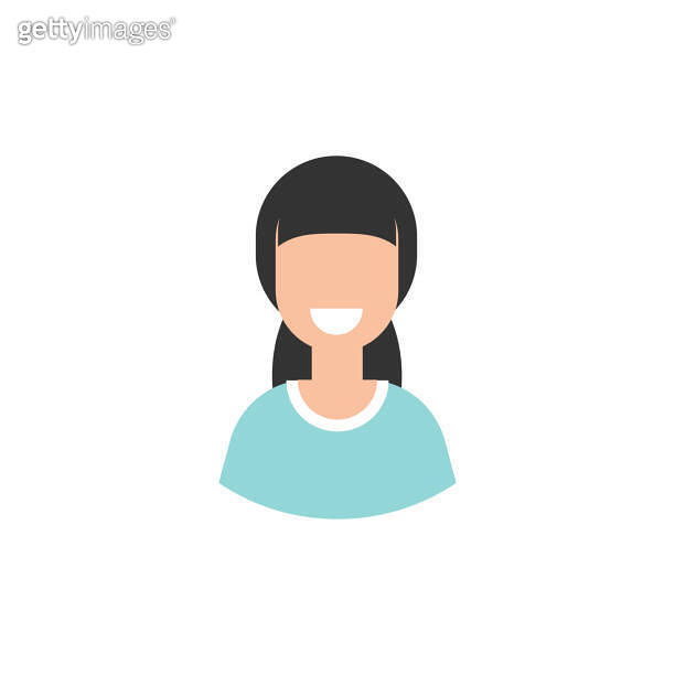 girl with smile avatar. cute happy woman face flat icon isolated on ...