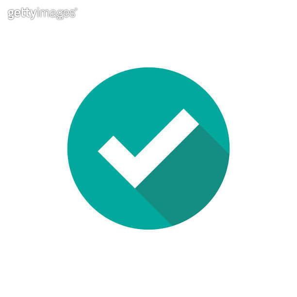 Check Mark. Valid Seal icon. white squared tick with shadow in blue ...
