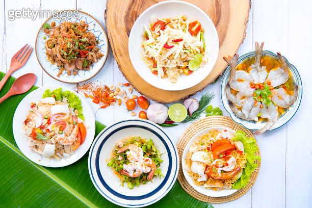 Papaya salad thai food and northeast food ,Thai food served on dining ...