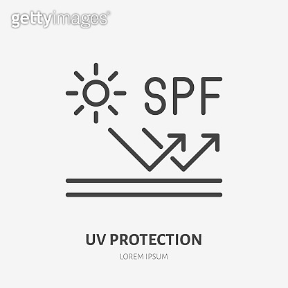 Sun uv protection line icon, vector pictogram of sunscreen spf ...