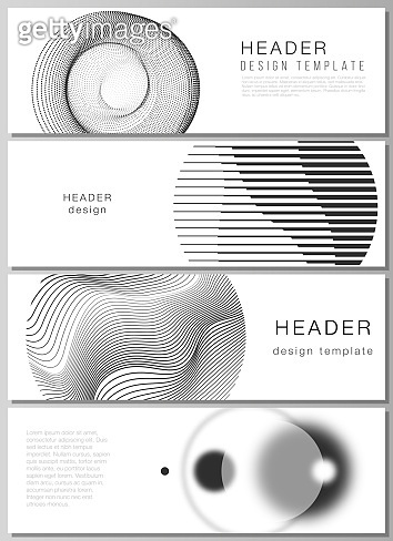 The minimalistic vector illustration of the editable layout of headers ...