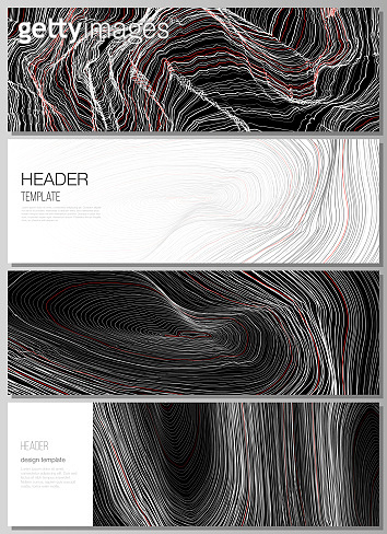 The minimalistic vector illustration of the editable layout of headers ...
