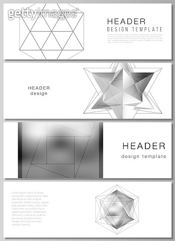 The minimalistic vector illustration of the editable layout of headers ...