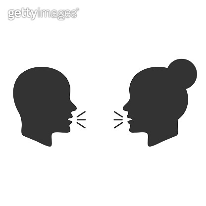 Talk or speak icons. Loud noise symbols. Human talking sign. Vector ...