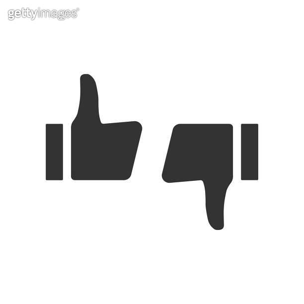 Like and dislike icon, flat design. Thumb up thumb down like icon ...