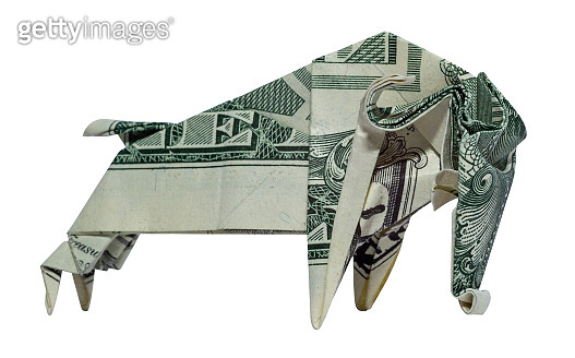 Money Origami BULL Taurus Right Side Profile Folded with Real One ...