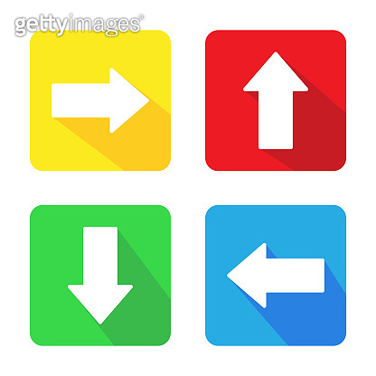 Arrows up, down, left, right icons with shadow vector flat design 이미지 ...