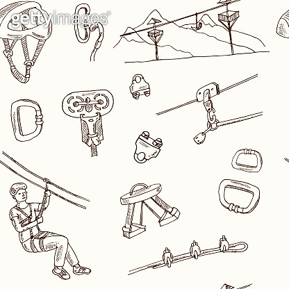 Zip line hand drawn doodle seamless pattern. Vector illustration ...