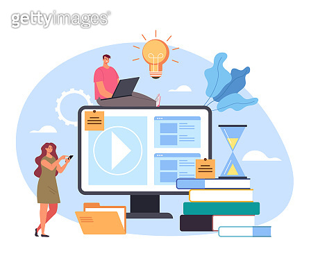 Online web internet digital home education tutorial training concept ...