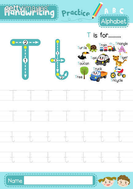 Letter T uppercase and lowercase tracing practice worksheet A4 이미지 ...