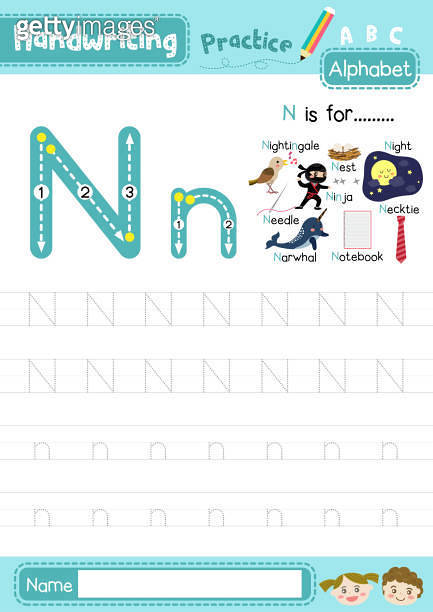 Letter N uppercase and lowercase tracing practice worksheet A4 이미지 ...