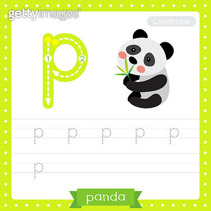 Letter P lowercase tracing practice worksheet of Sitting Chinese Panda ...