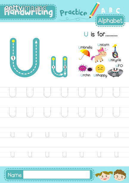 Letter U uppercase and lowercase tracing practice worksheet A4 이미지 ...
