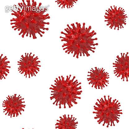 Virus red bacteria cells seamless border pattern background image. Flu ...