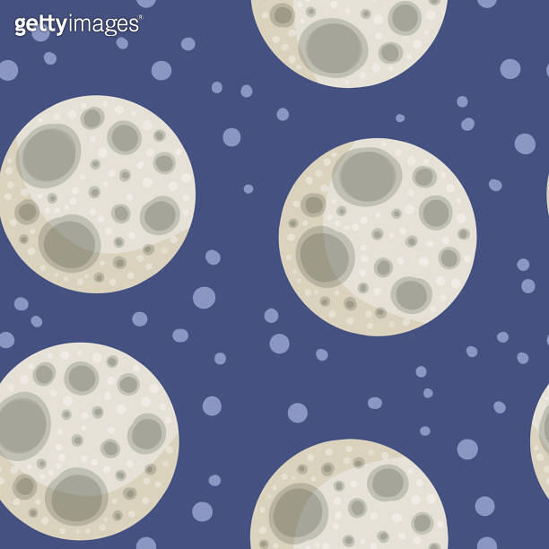 Moon abstract seamless space pattern background with satellites spheres ...